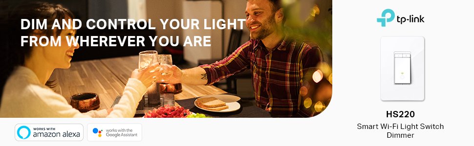 Kasa Smart Dimmer Switch HS220, 2.4GHz Wi-Fi Light Switch