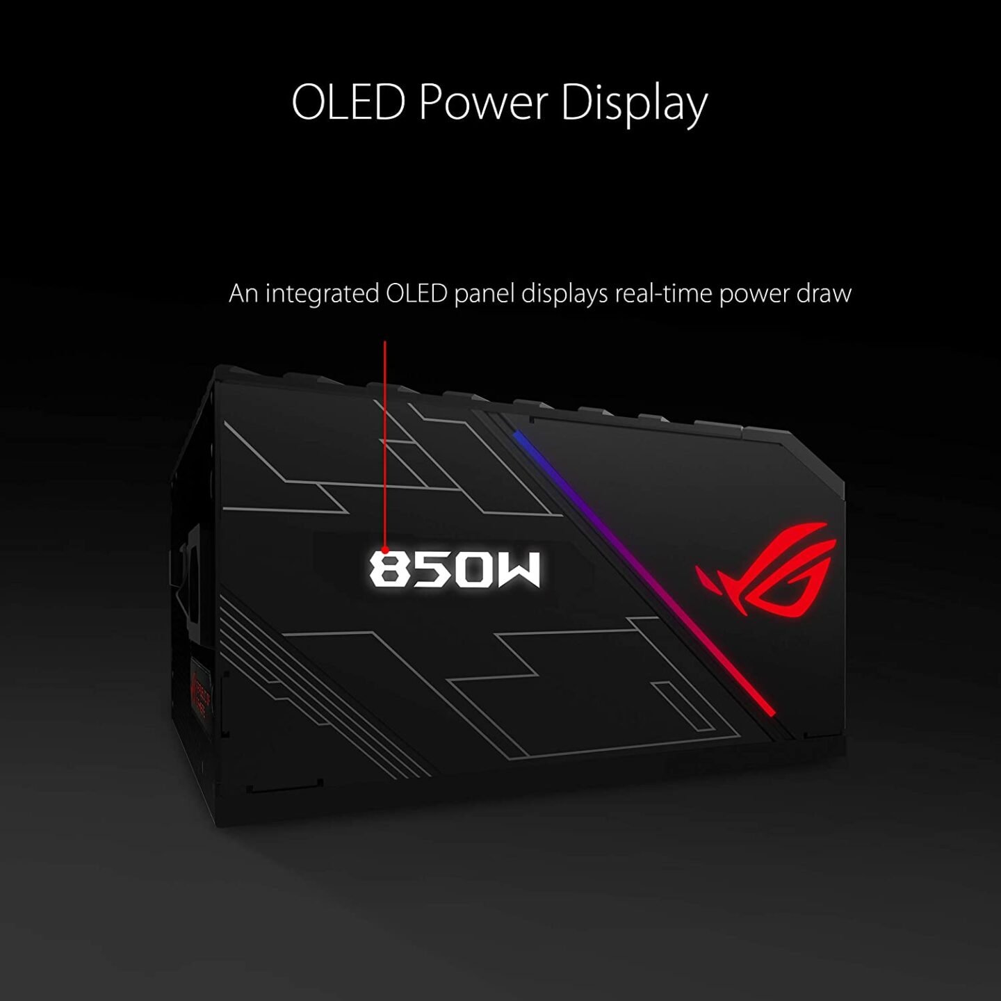 ASUS ROG 850W RGB Power Supply with OLED Power Display LiveDash