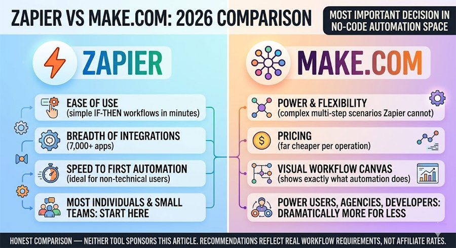 Zapier vs Make.com 2026 - Which Automation Tool Is Actually Better ...